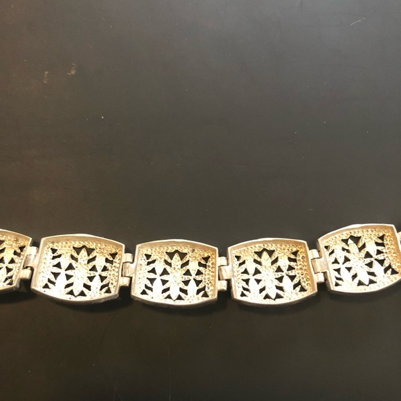 925 Thailand | Jewelry | 925 Thailand Silver Flower Link Bracelet With ...